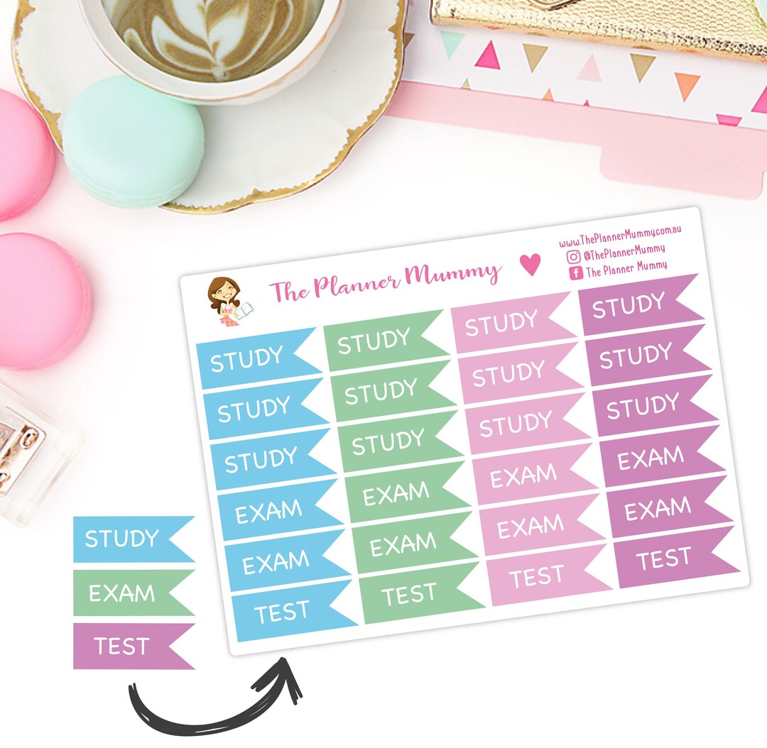 Study Exam Test Homework Assignment Reminder Planner Diary Stickers ...