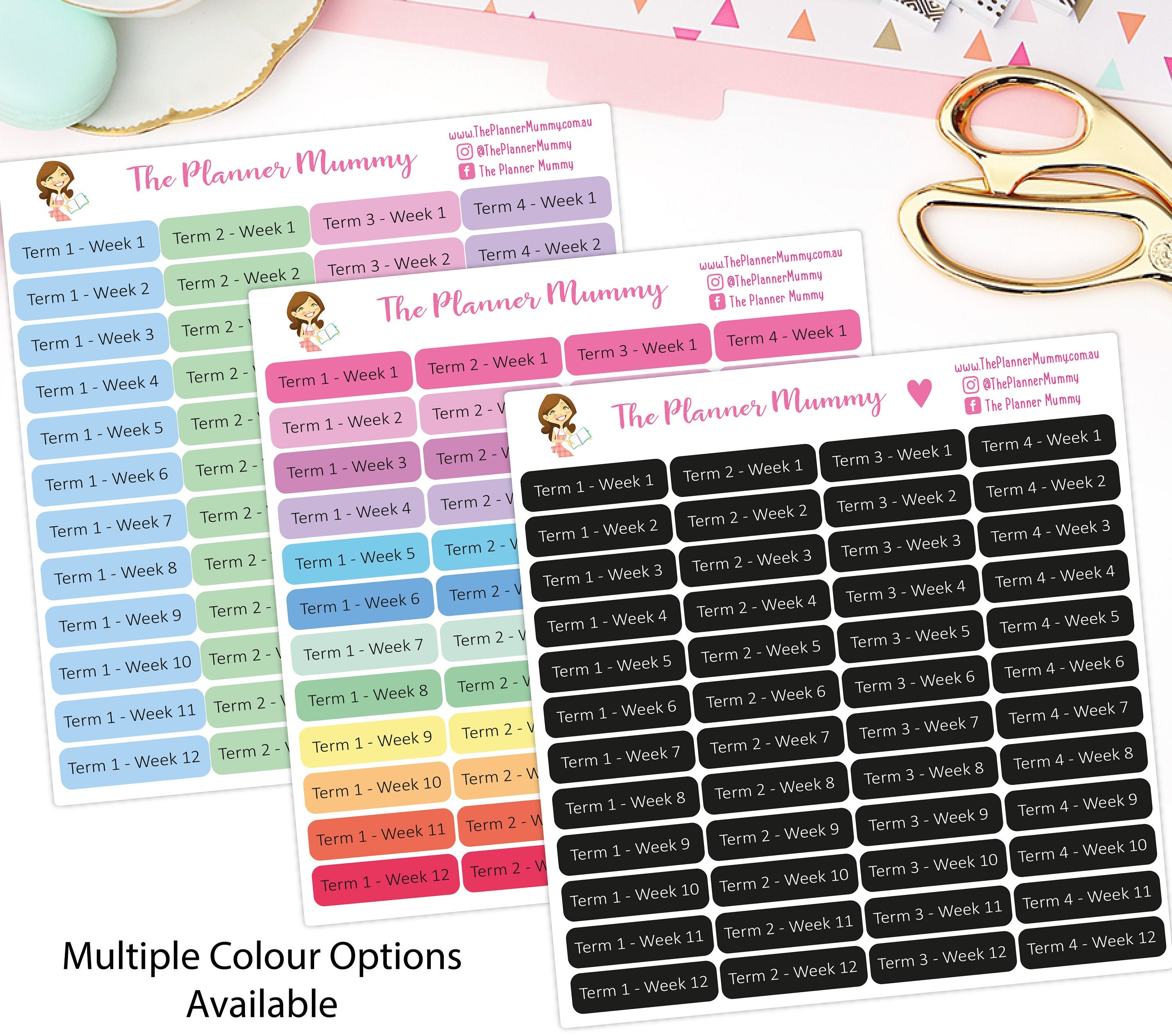 Australian School Term Stickers Pastel or Black White Planner Organiser ...