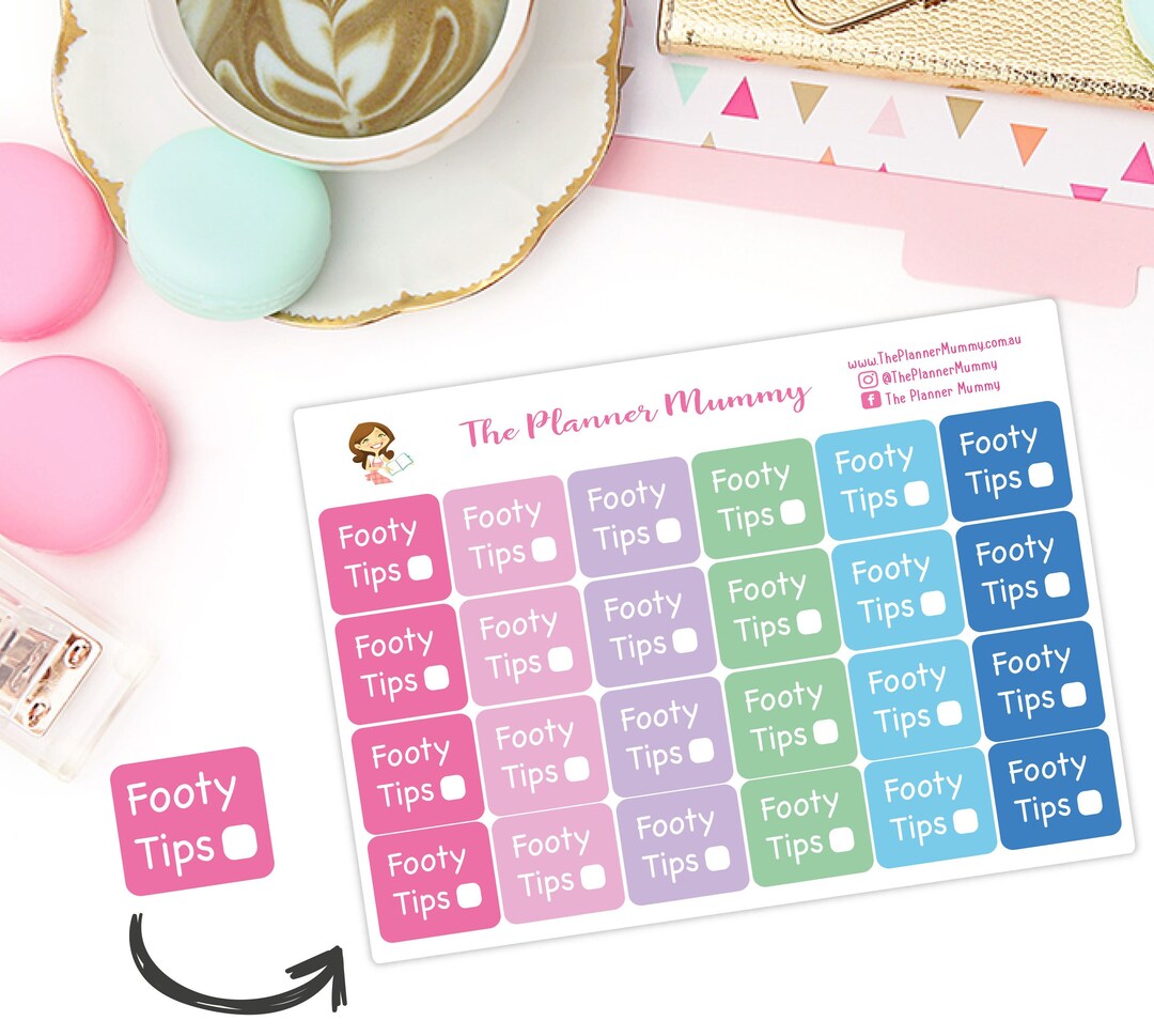 Footy Football Rugby League AFL Tip Reminder Stickers Planner Diary ...