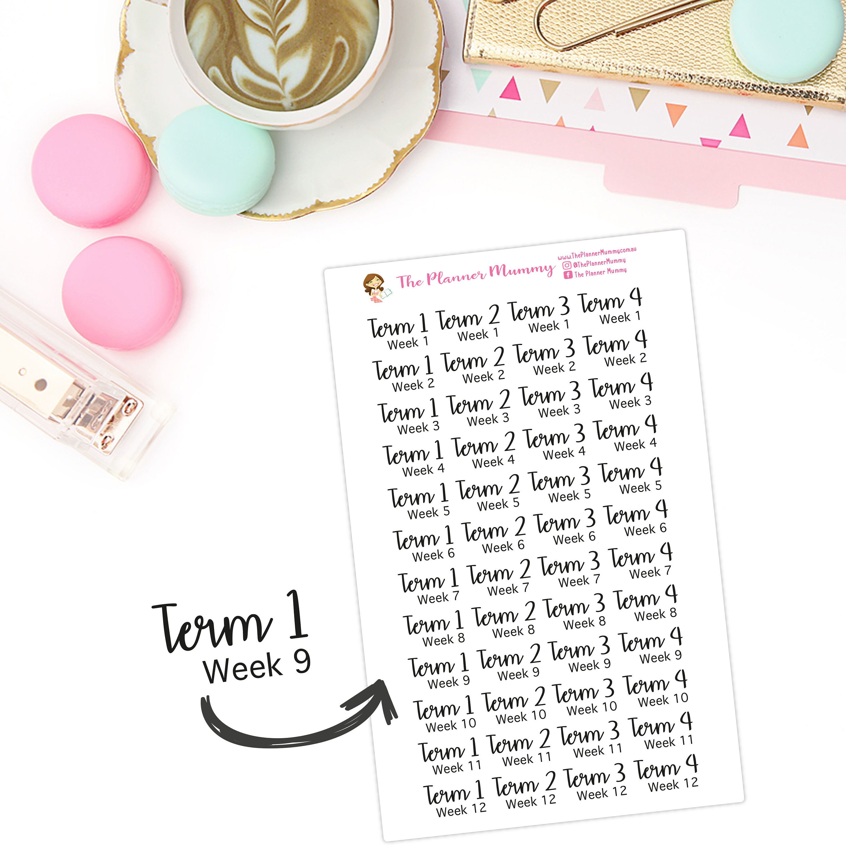 Australian School Term Stickers Pastel or Black White Planner Organiser ...