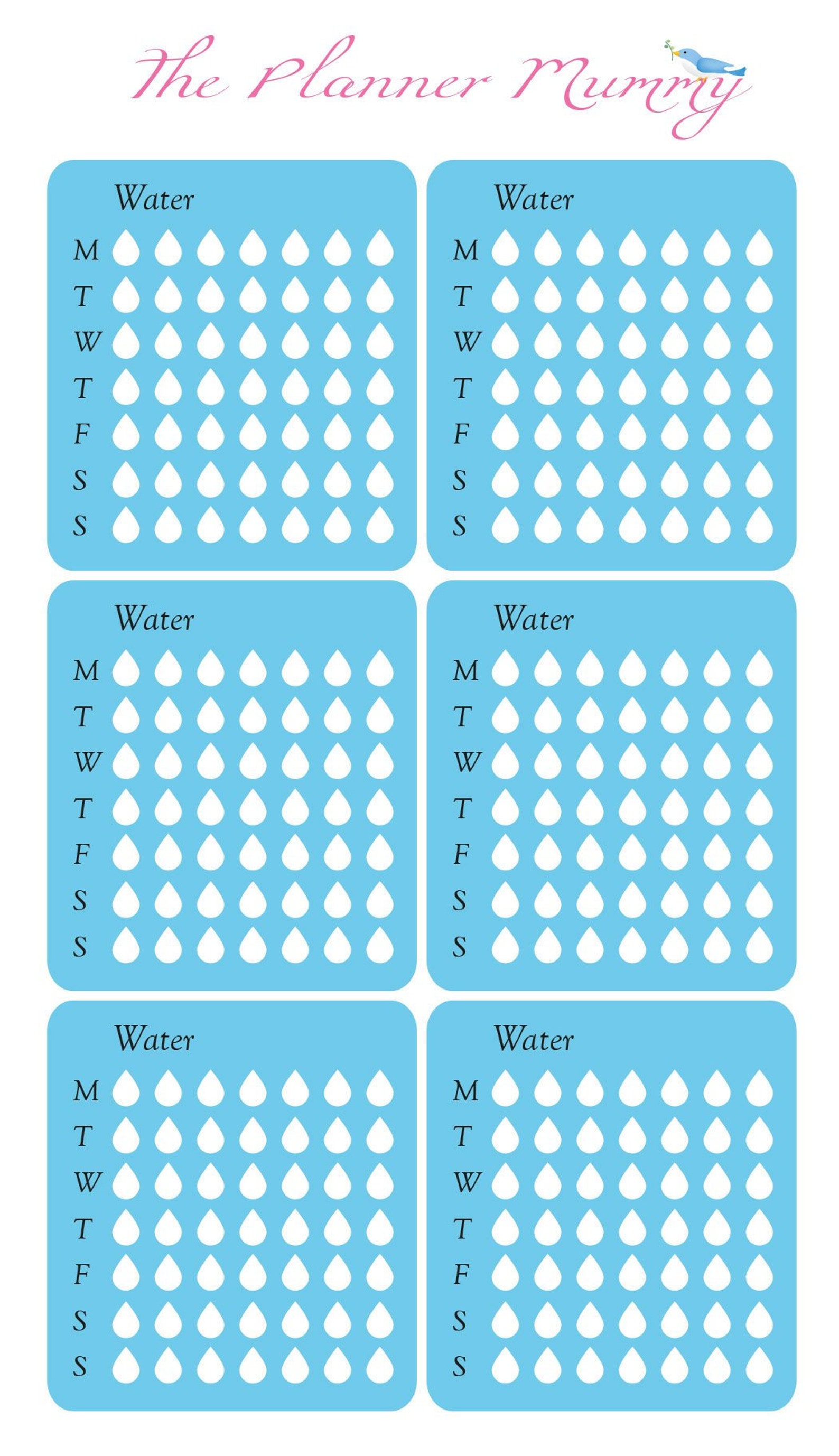 6 X Water Hydrate Planner Reminder Stickers Hydration Calendar Kikki K ...