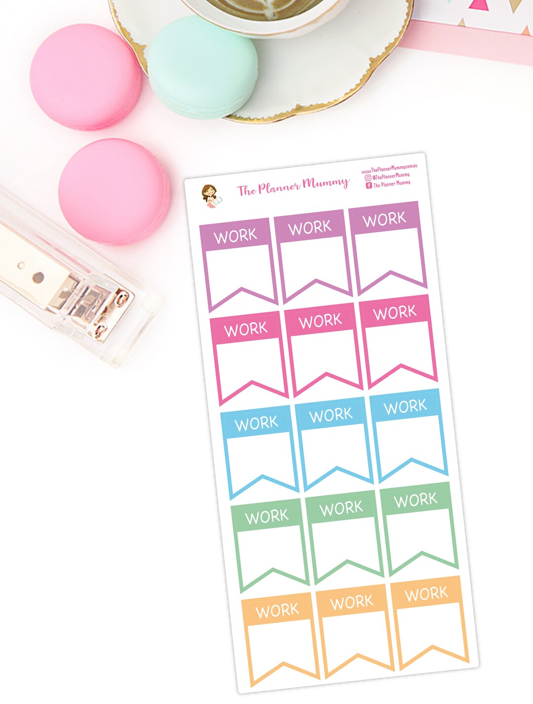 15 X Work Flags Schedule Work TO Hours Total Planner Stickers Organiser ...