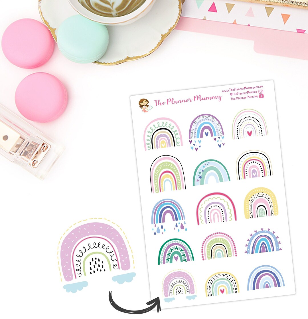 15 X Rainbow Happy Fun Layout Stickers Planner Diary Calendar Kikki K ...