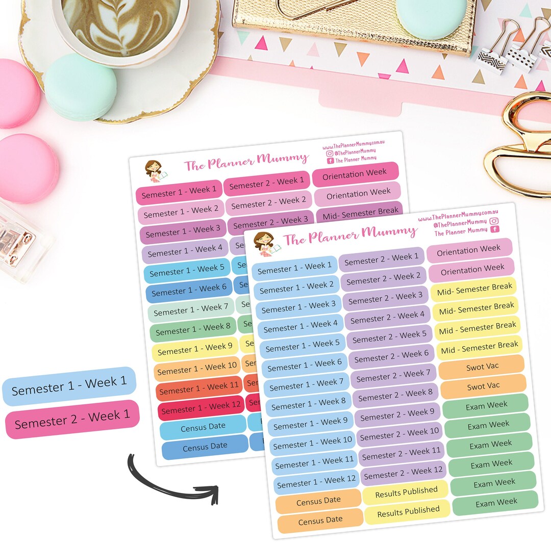 42 X University Semester & Event Exam Holiday Stickers Australian ...