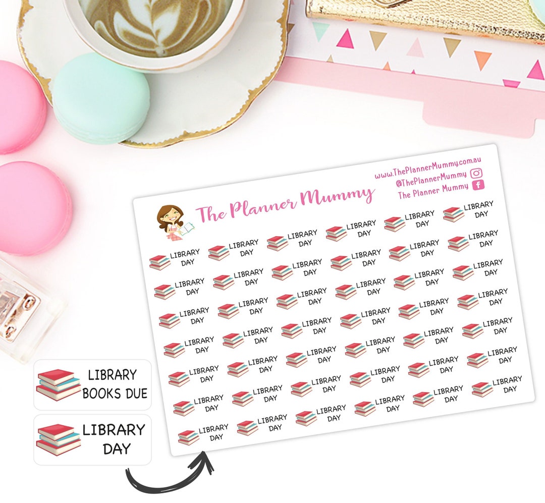 Library Day Books Due School Stickers Australian Planner Organiser ...
