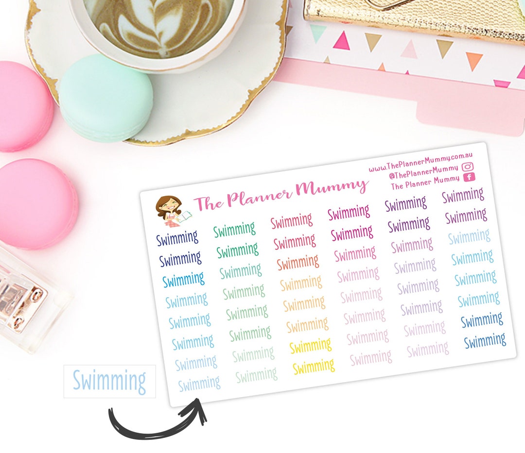 Mini Swimming Lesson Reminder Planner Stickers Swim Organiser Diary ...