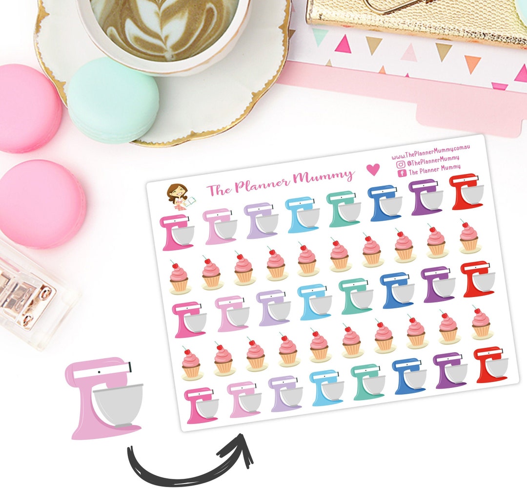 Baking Cooking Cupcake Kitchen Kitchenaid Mixer Reminder Stickers ...