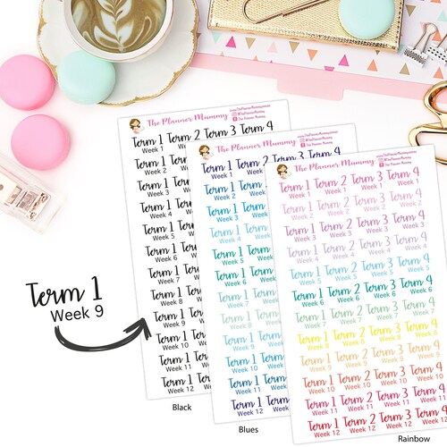 Australian School Term Stickers Pastel or Black White Planner - Etsy ...