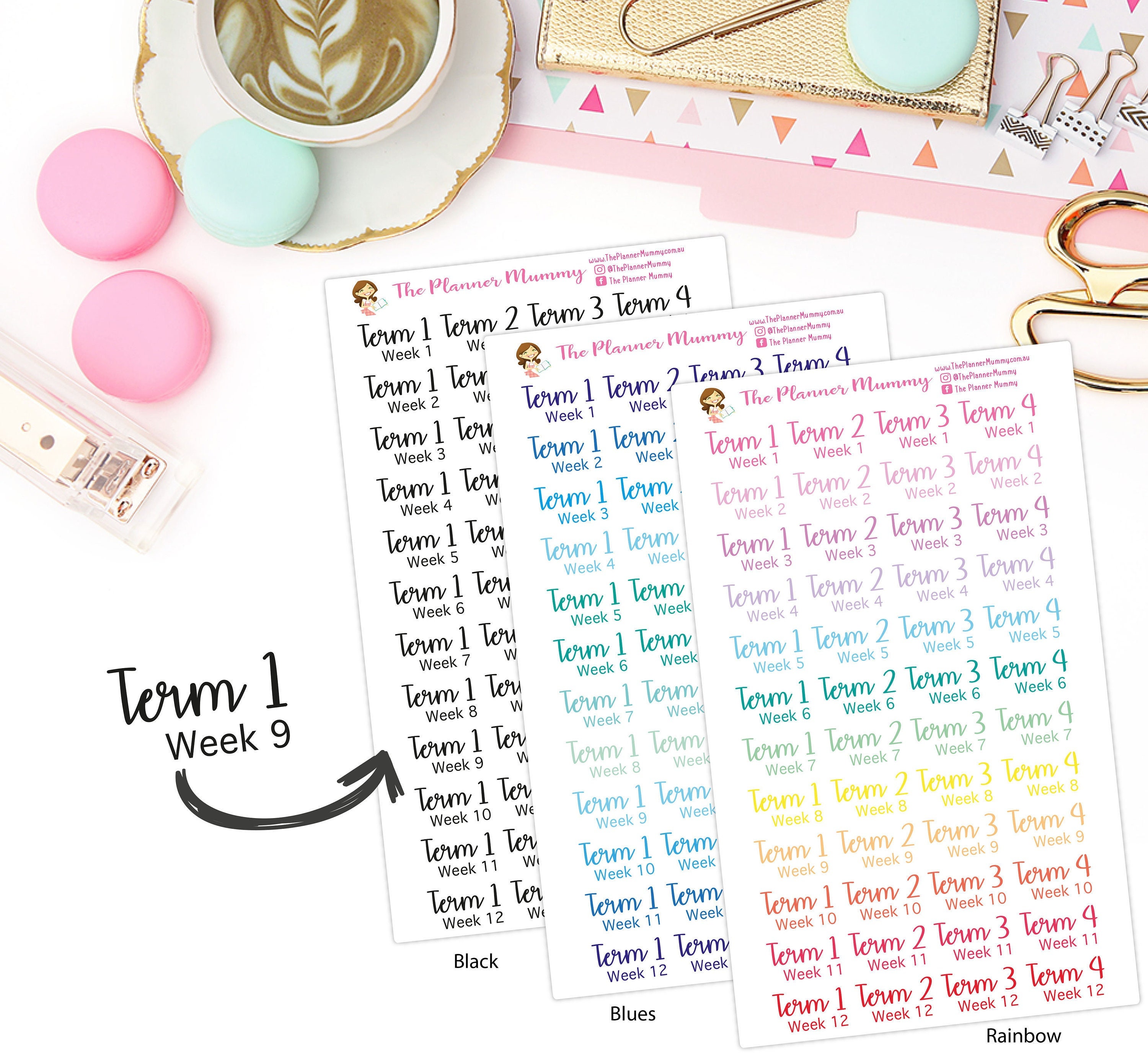 Australian School Term Stickers Pastel or Black White Planner | Etsy ...