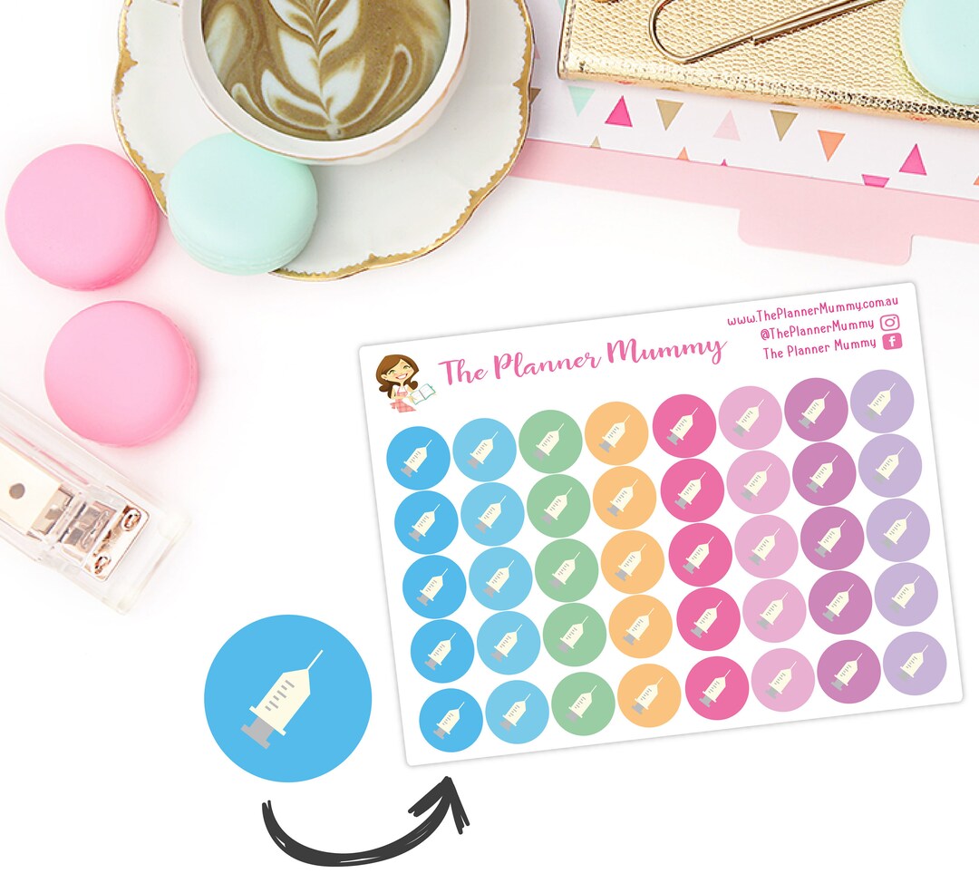 40 X Syringe Injection Reminder IVF Fertility Vaccine Planner Stickers ...