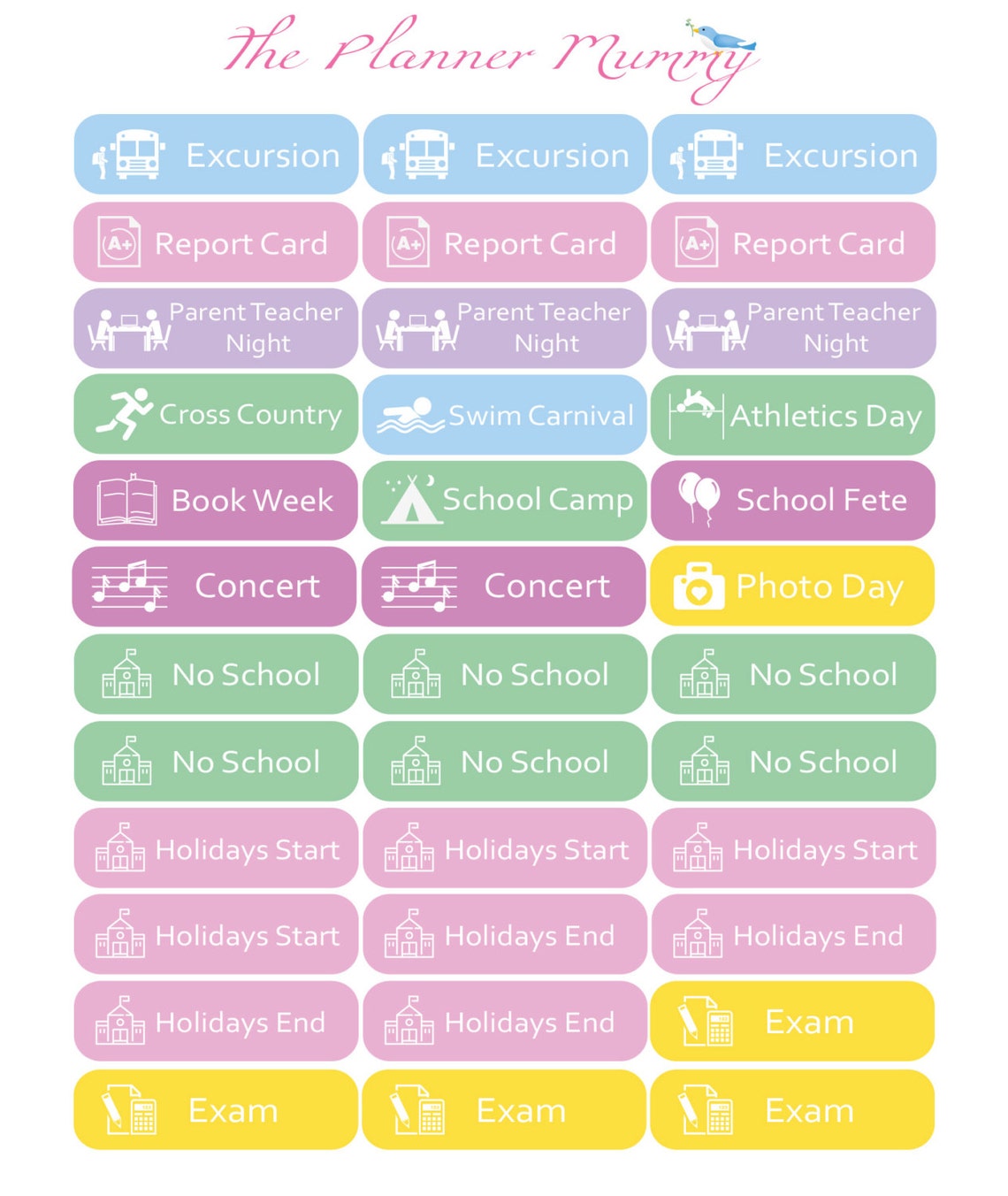 36 X School Term Events Exam Excursion Book Week Carnival - Etsy