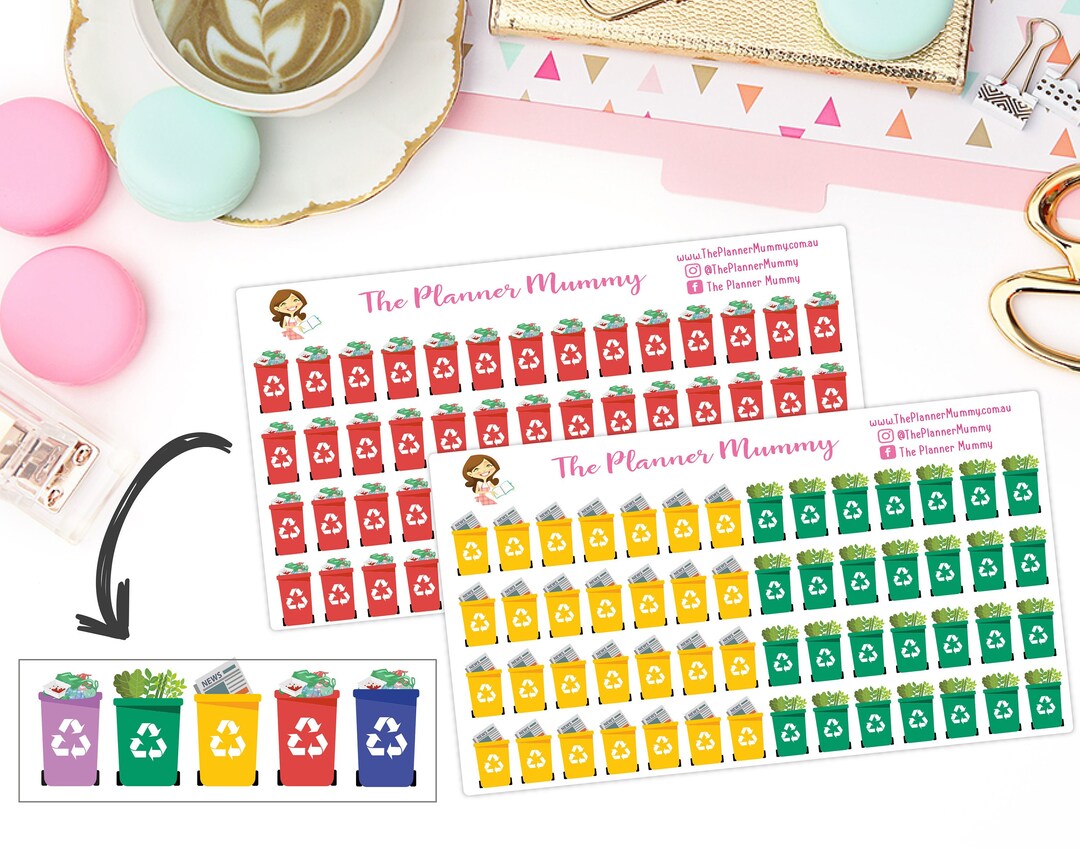 56 or 20 X Recycling Green Waste Bin Rubbish Garbage Day Chores ...