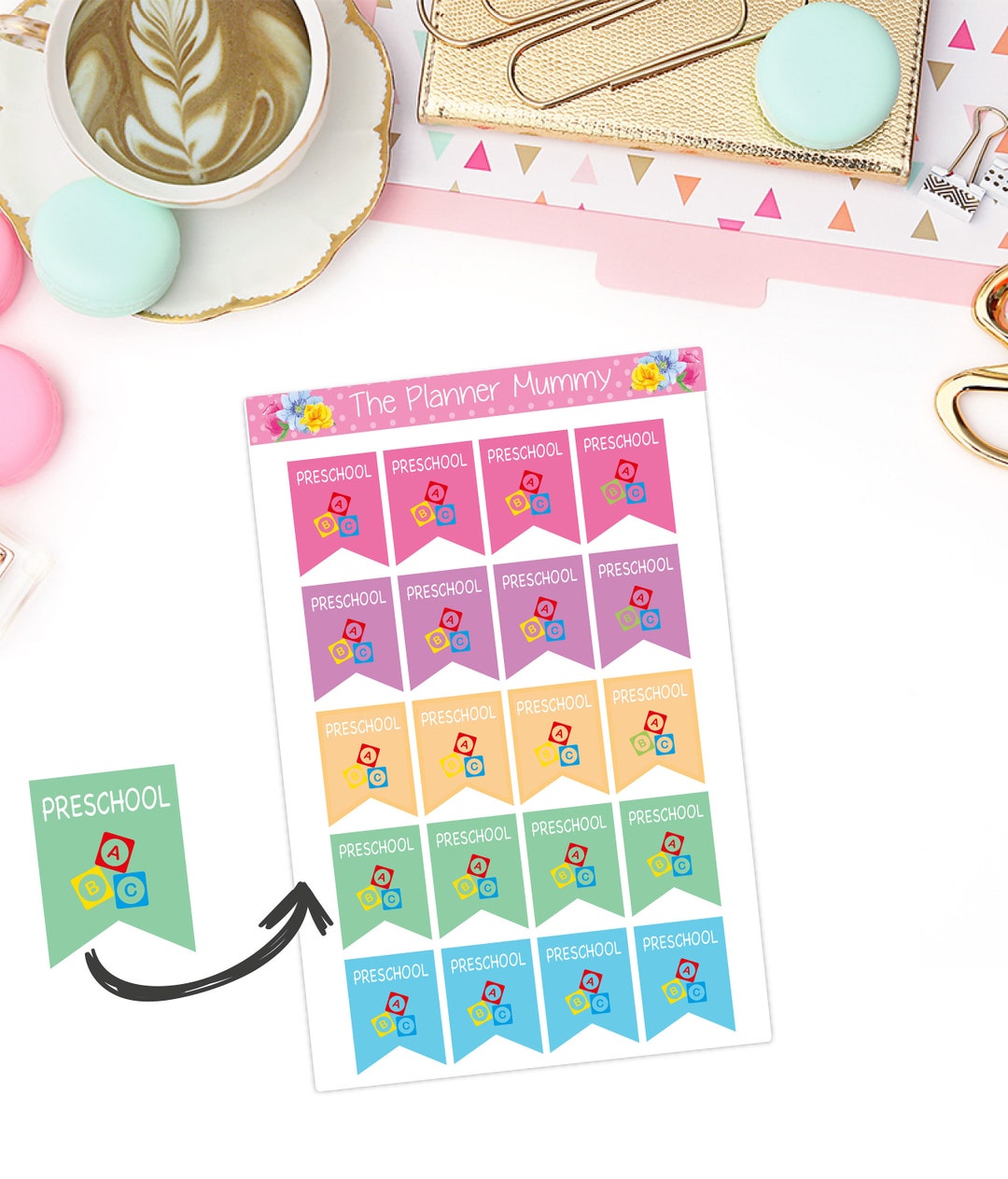 20 X Preschool Planner Stickers Reminder Playdate Group Children Pre ...