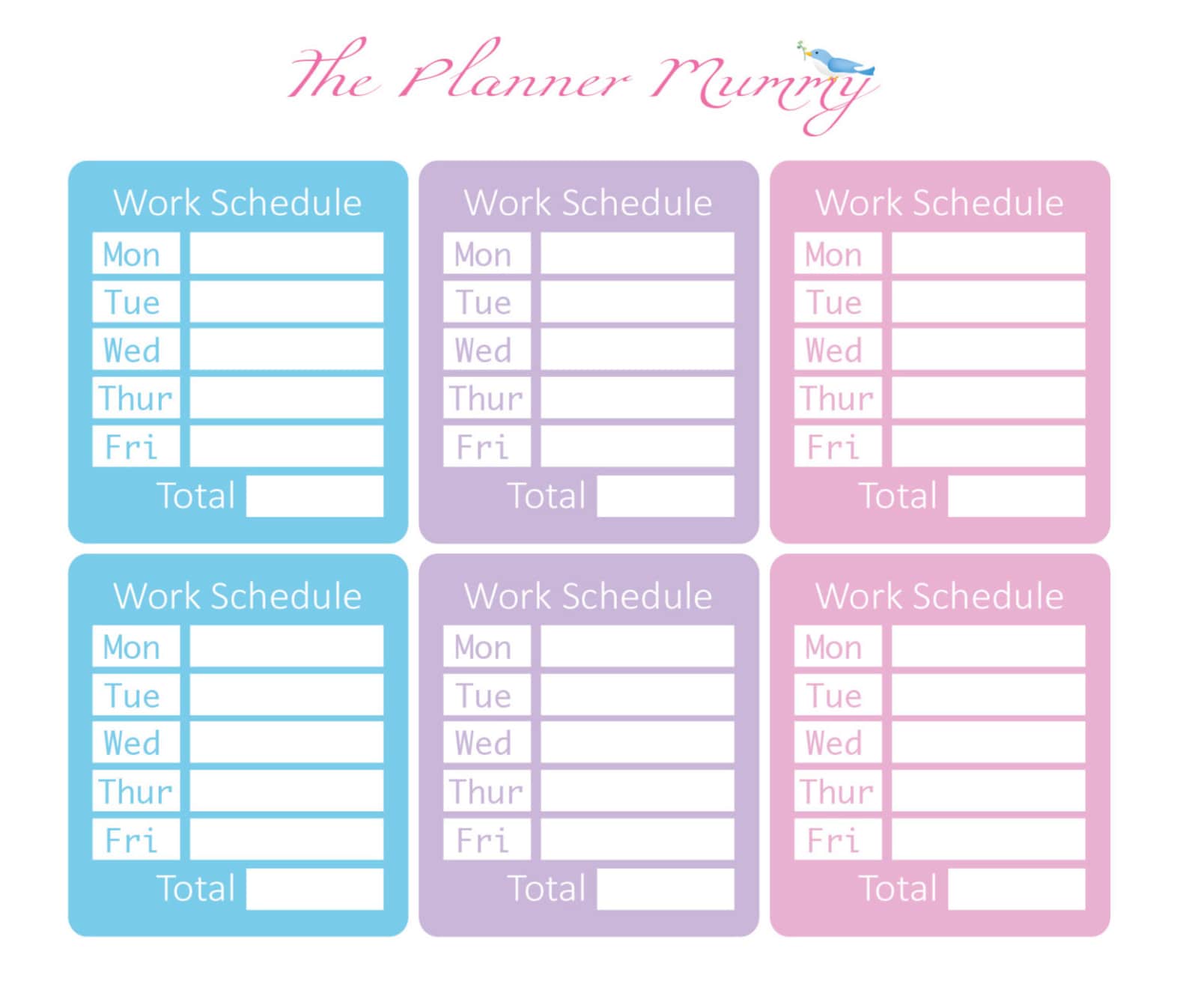 6 X Work Schedule Hours Total Planner Stickers Organiser | Etsy