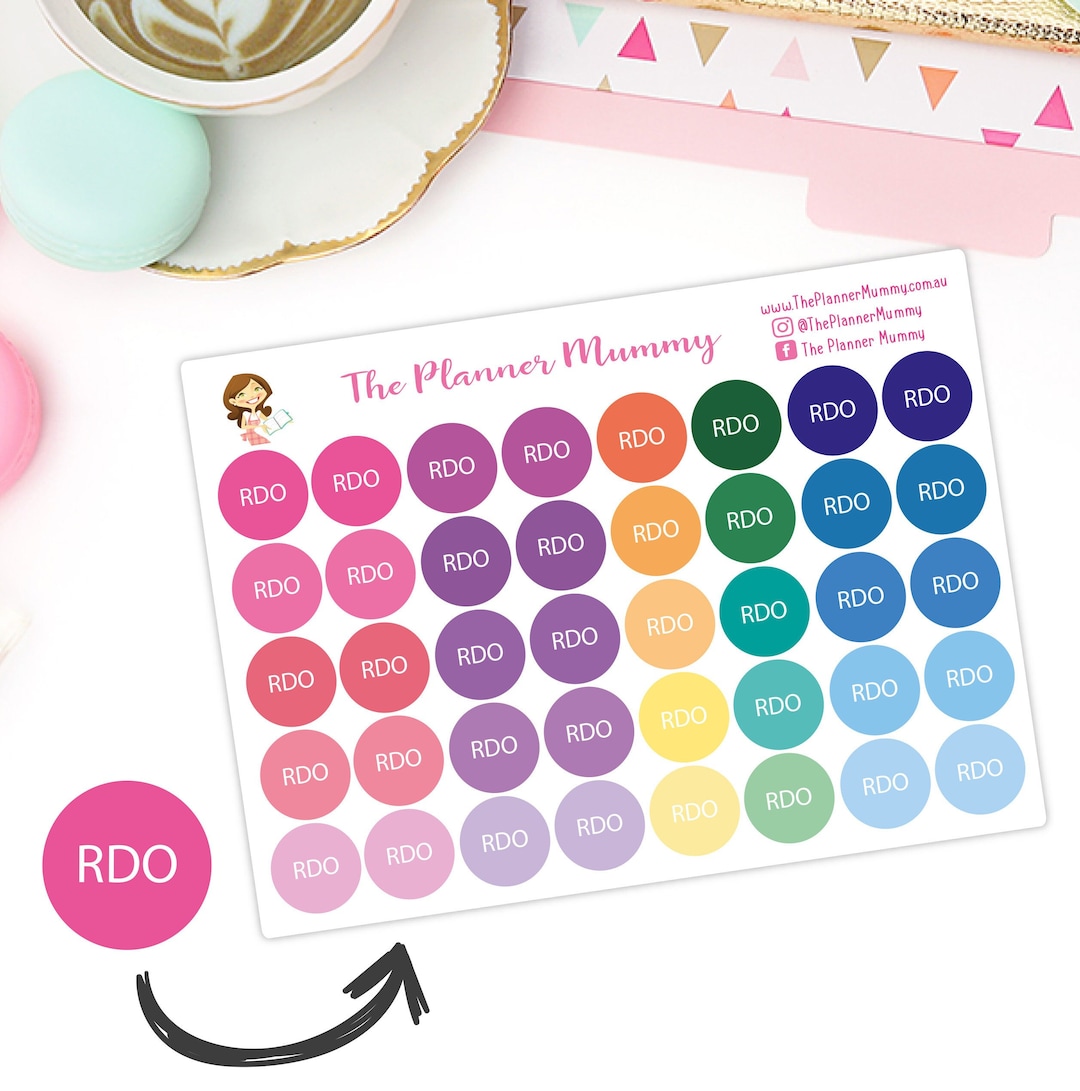 RDO Rostered Day off Round Icon Planner Stickers Organiser Reminder ...