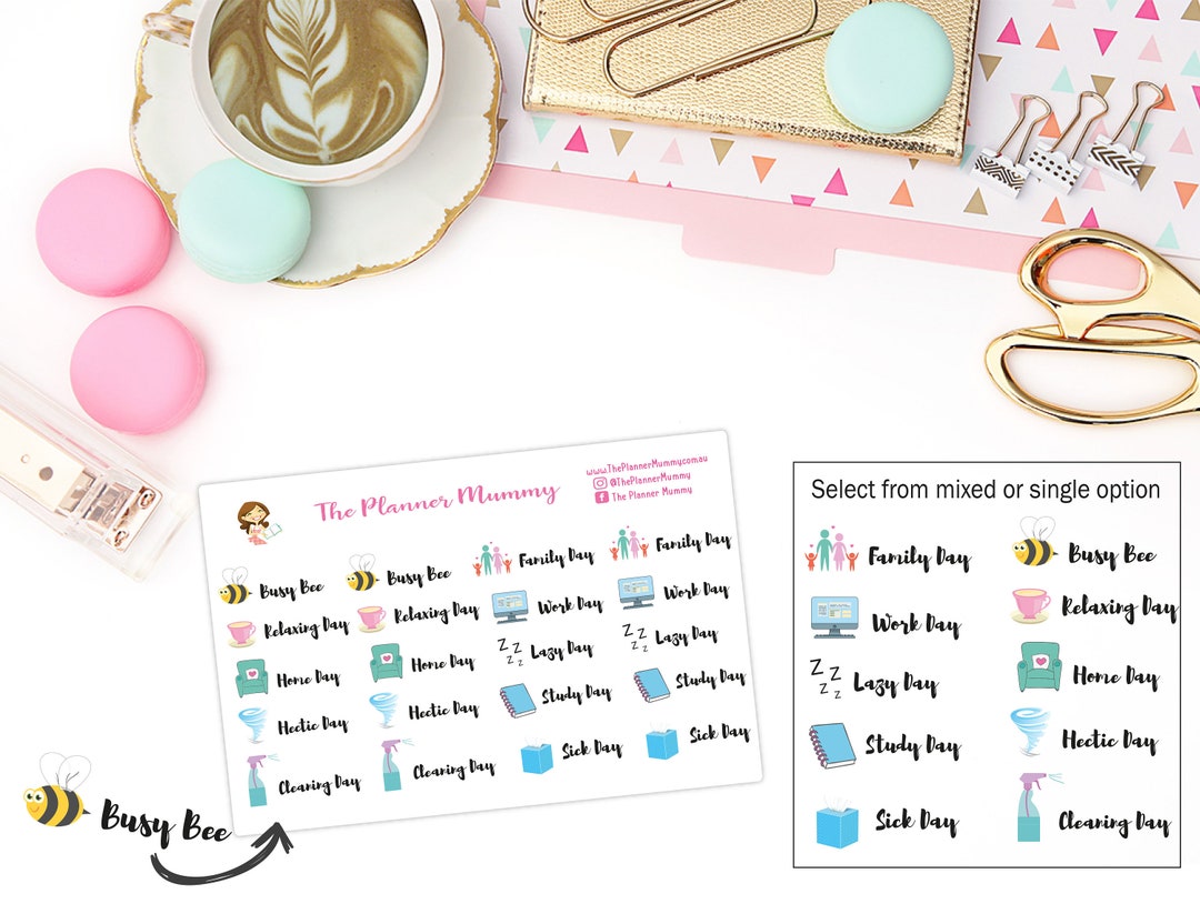 20 X Busy Lazy Hectic Work Study Home Day Reminder Stickers Planner ...