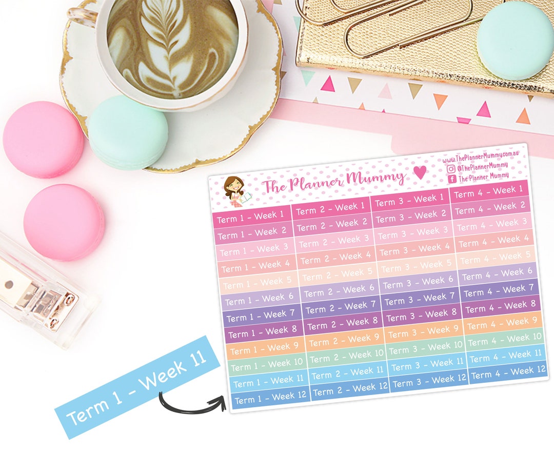Header School Australian Term Stickers Pastel or Black White Planner ...
