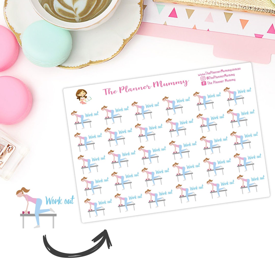 30 X Work Out Exercise Weights Gym Reminder Stickers Planner Diary ...
