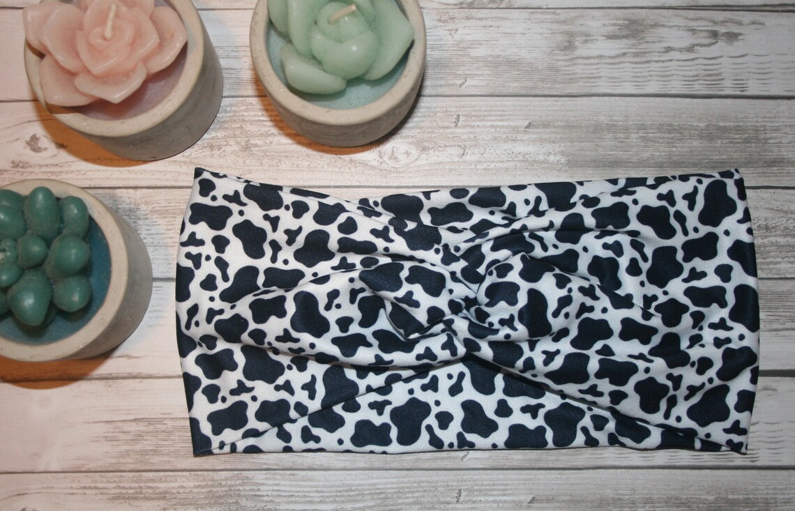 Cow Print Knotted Headband - Etsy