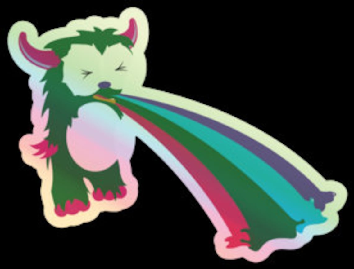 Monster Sticker, Rainbow Puke, Puke Rainbow, Holographic Sticker ...