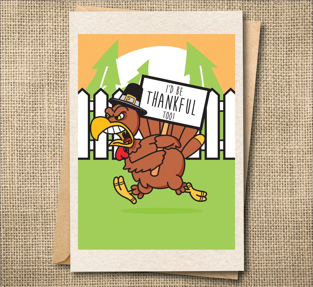 Funny Angry Turkey Thanksgiving Card, Vegan Holiday Card - Etsy