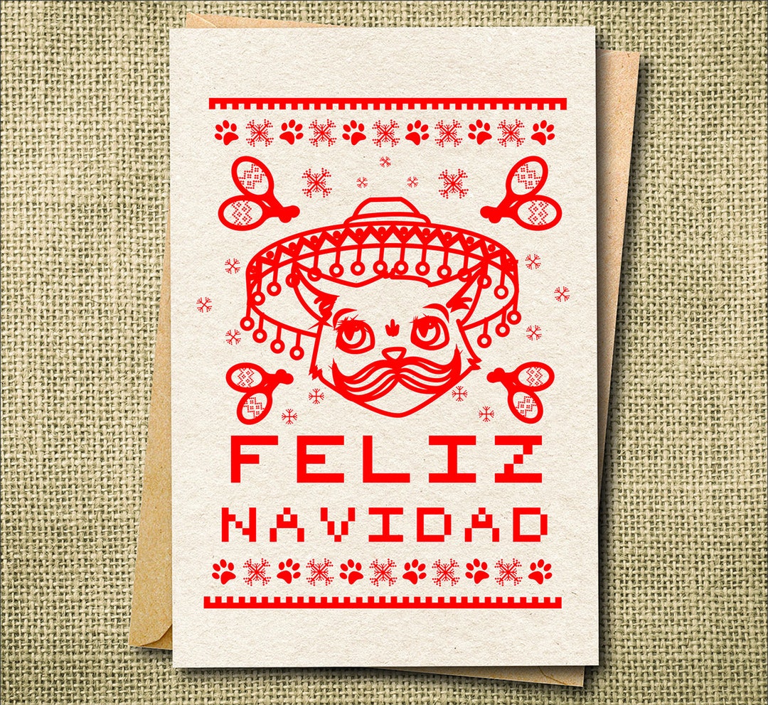 Feliz Navidad Cat Card: Funny Mexican Christmas Card - Etsy