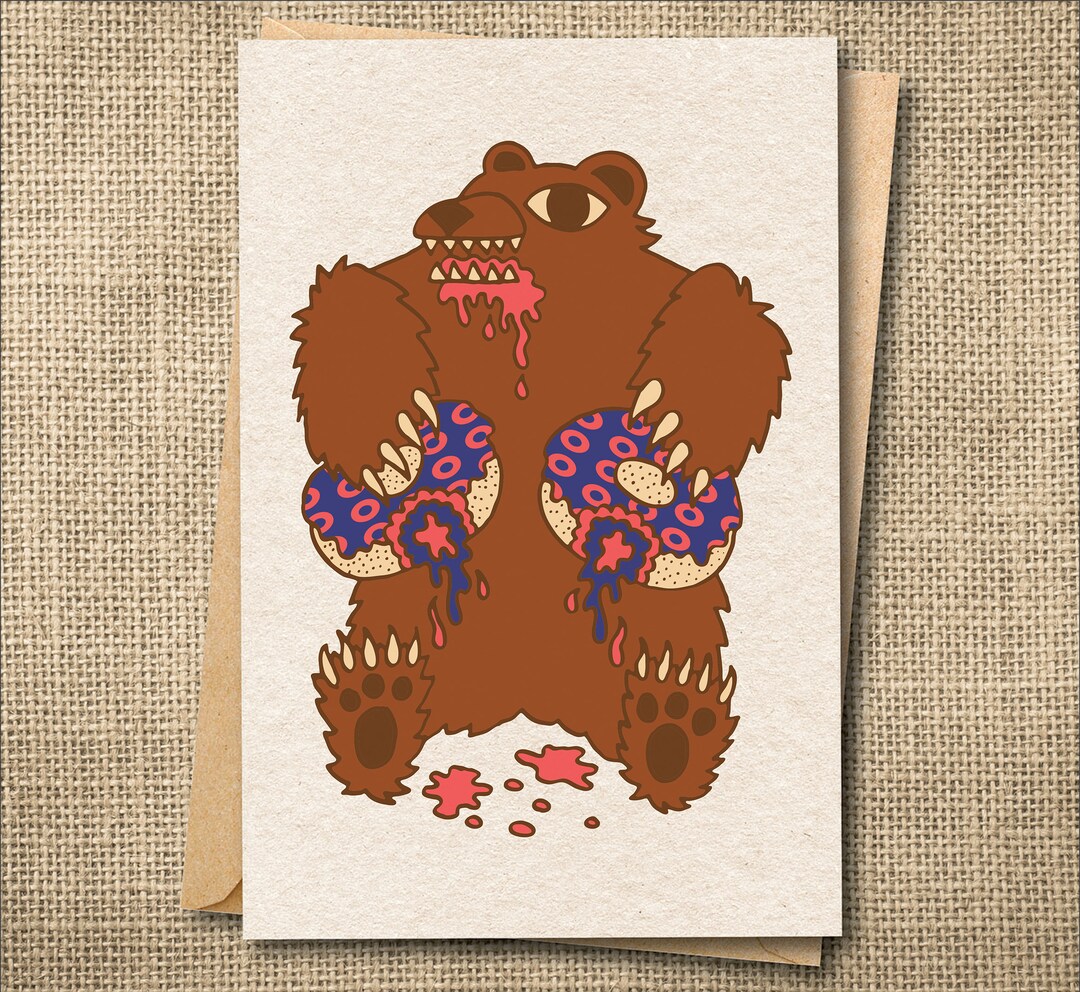 Fishman Donut Card, Bear Card, Donut Lover Gift, Donut Card, Funny ...