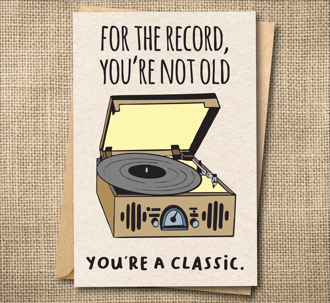 Funny Birthday Card for Vinyl Collector, Classic Retro Turntable Record ...