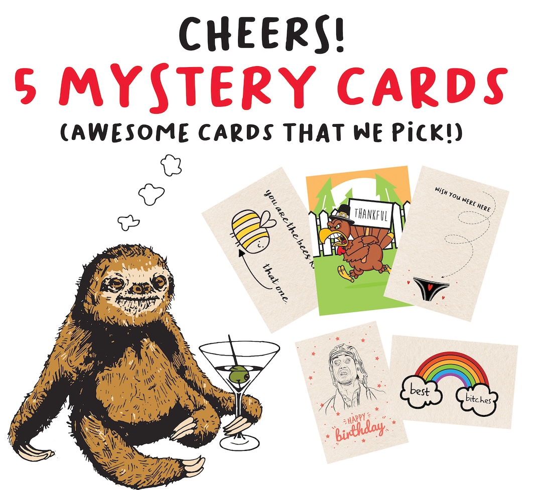 Mystery Greeting Card Pack: 5 Funny Pun Cards - Snarky Handmade ...