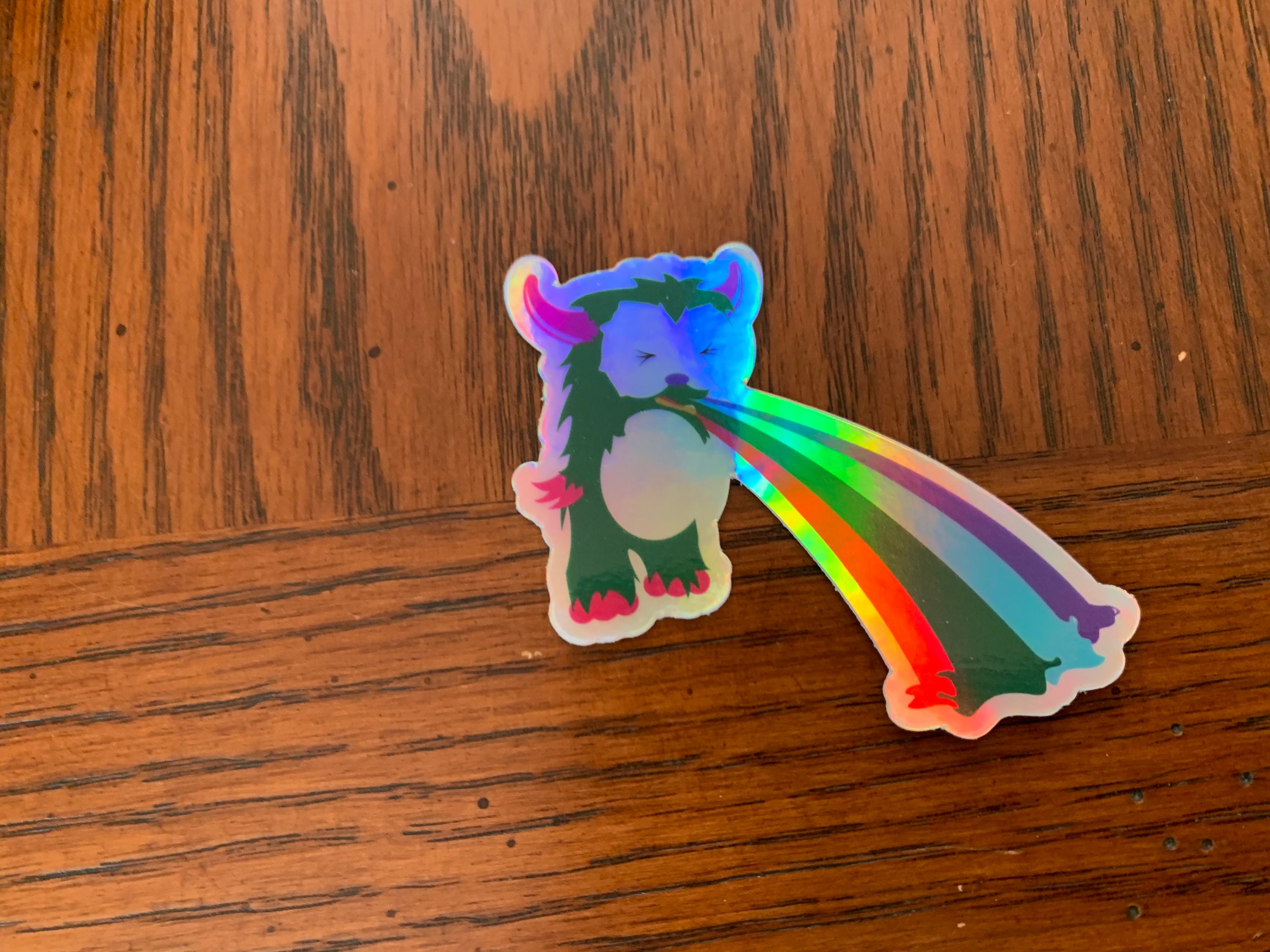 Monster Sticker Rainbow Puke Puke Rainbow Holographic | Etsy