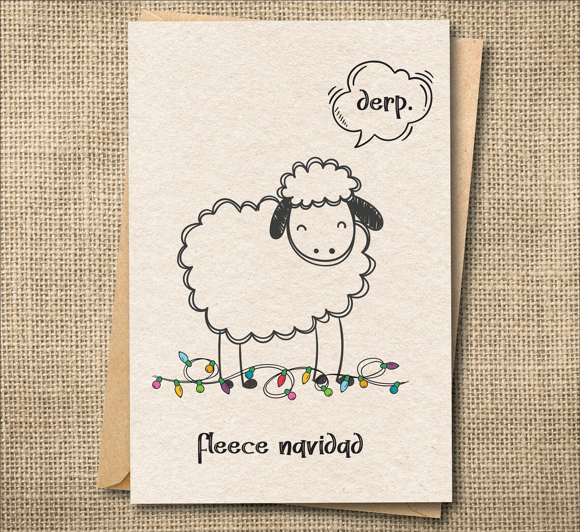 Fleece Navidad Christmas Card: Funny Holiday Sheep Pun - Etsy
