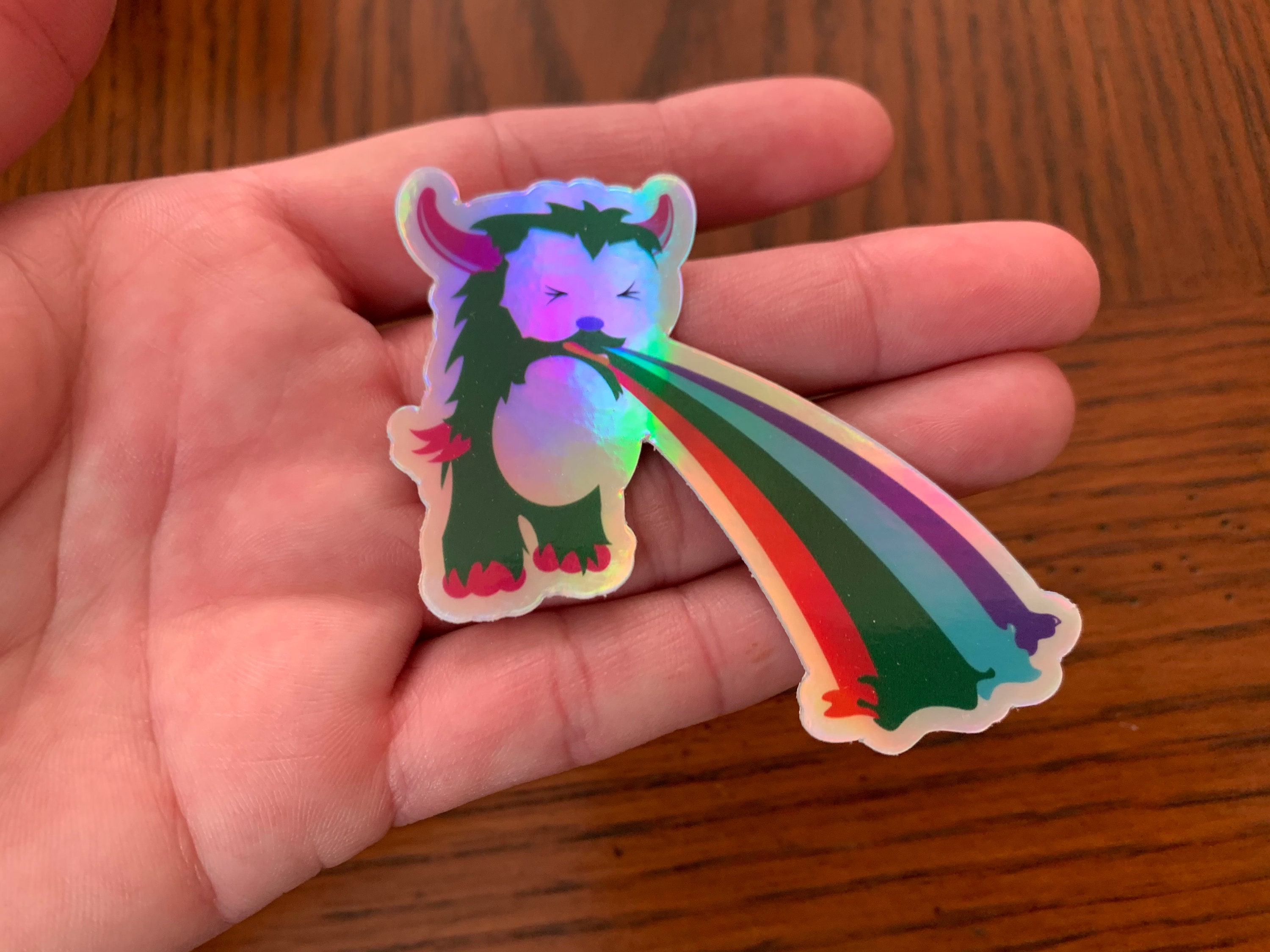 Monster Sticker Rainbow Puke Puke Rainbow Holographic | Etsy
