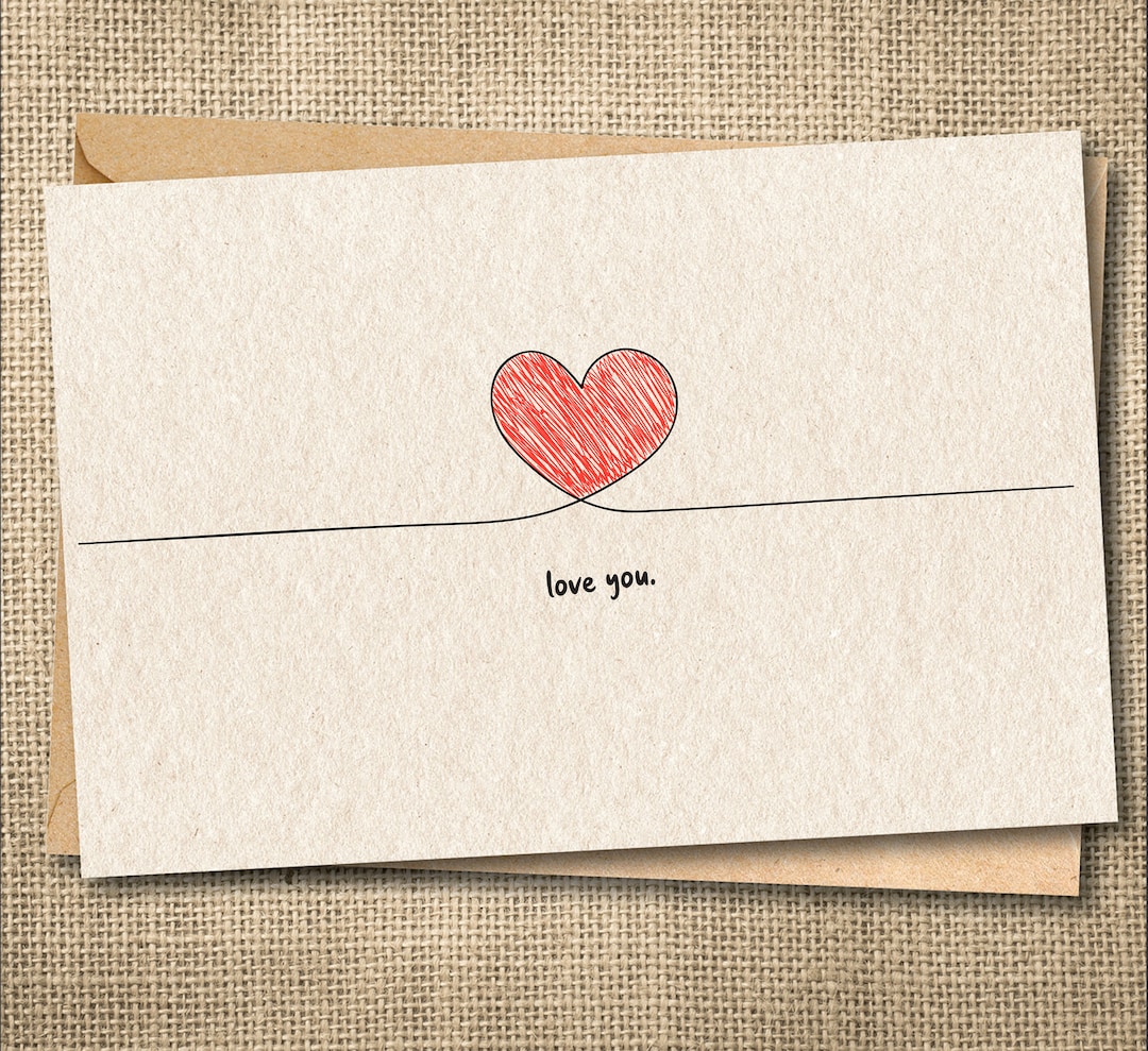Love You Card, Love You, Simple Love Card, Cute Love Card, Heart Card ...