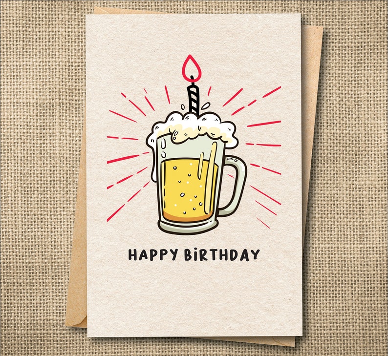 Happy Beerday Card, Beer Card, Funny Booze Card, Funny Birthday Card ...