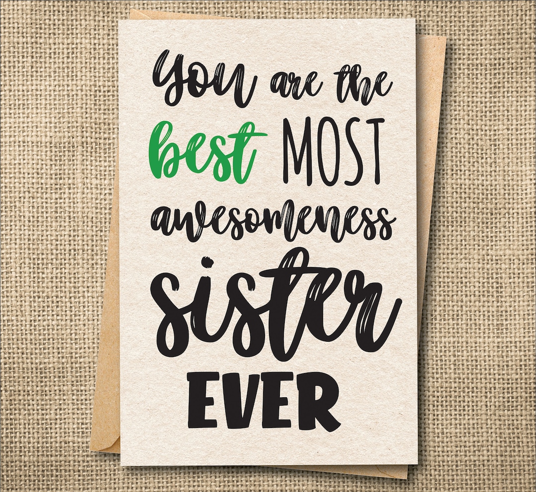 Best Sister Card, Card for Sister Cute Sister Card, Sibling Card, Funny ...