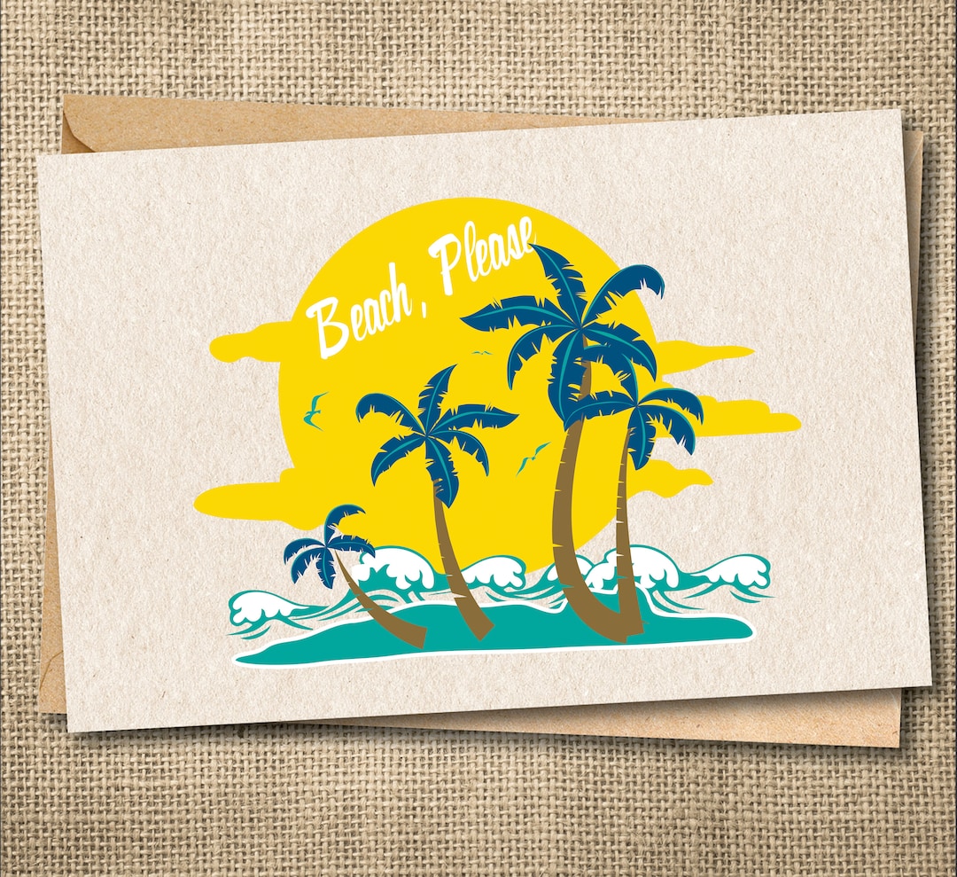 Beach Please Card, Snarky Vacation Postcard - Etsy
