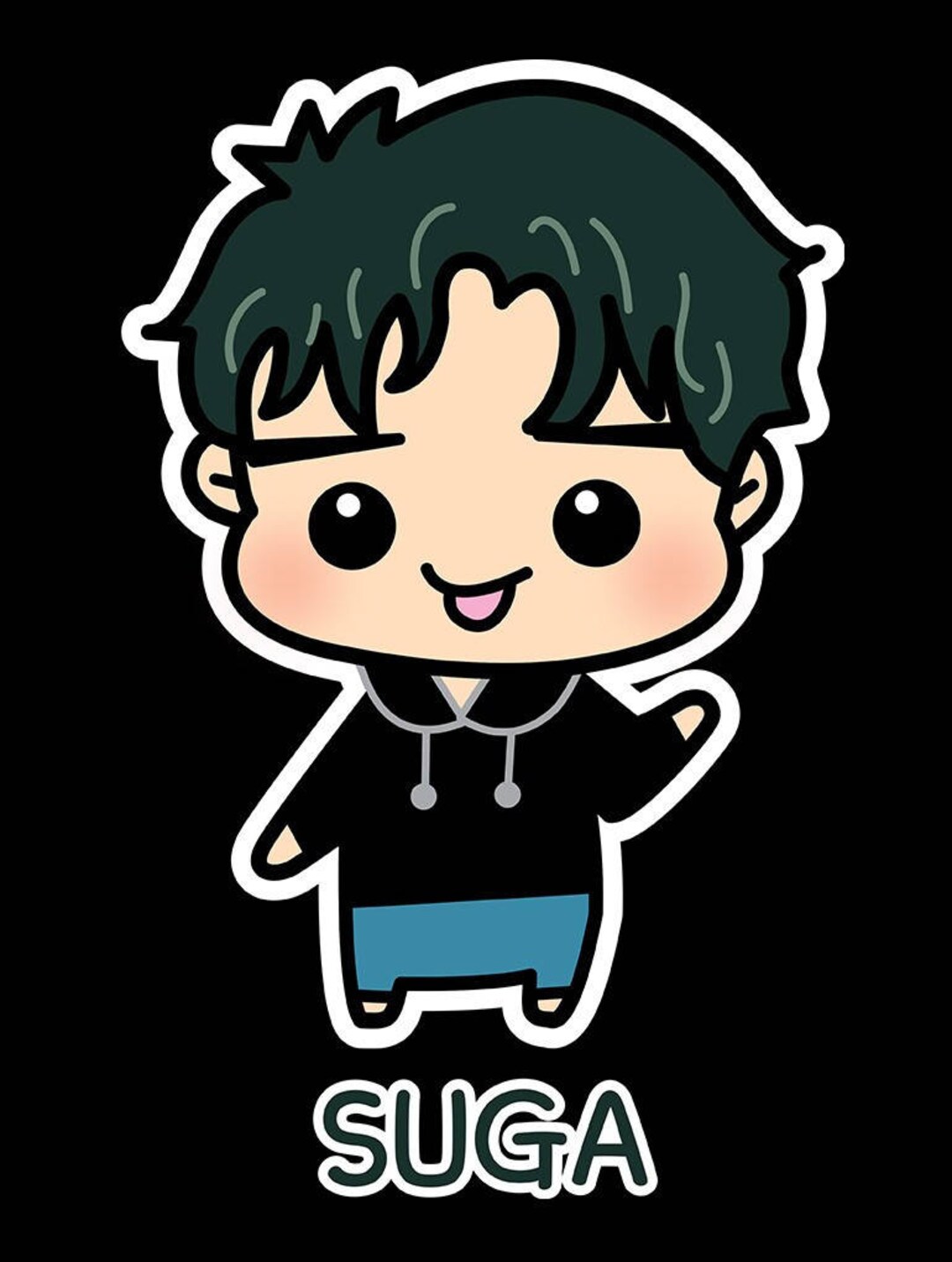 BTS Suga Chibi Black Tee - Etsy
