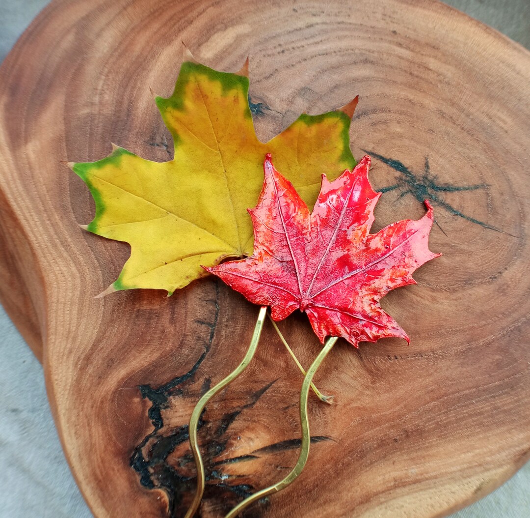 Maple Hair Pin With Electroformed Leaf Maple Leaf Hair Accessoires Hair ...