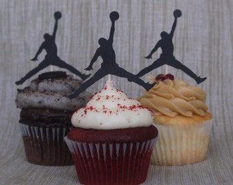 Basketball Jumpman Style Cupcake Toppers for Birthday Parties, Reusable ...