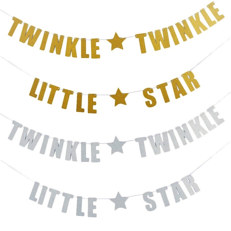Twinkle Twinkle Little Star Banner Gold Glitter Banner Baby - Etsy