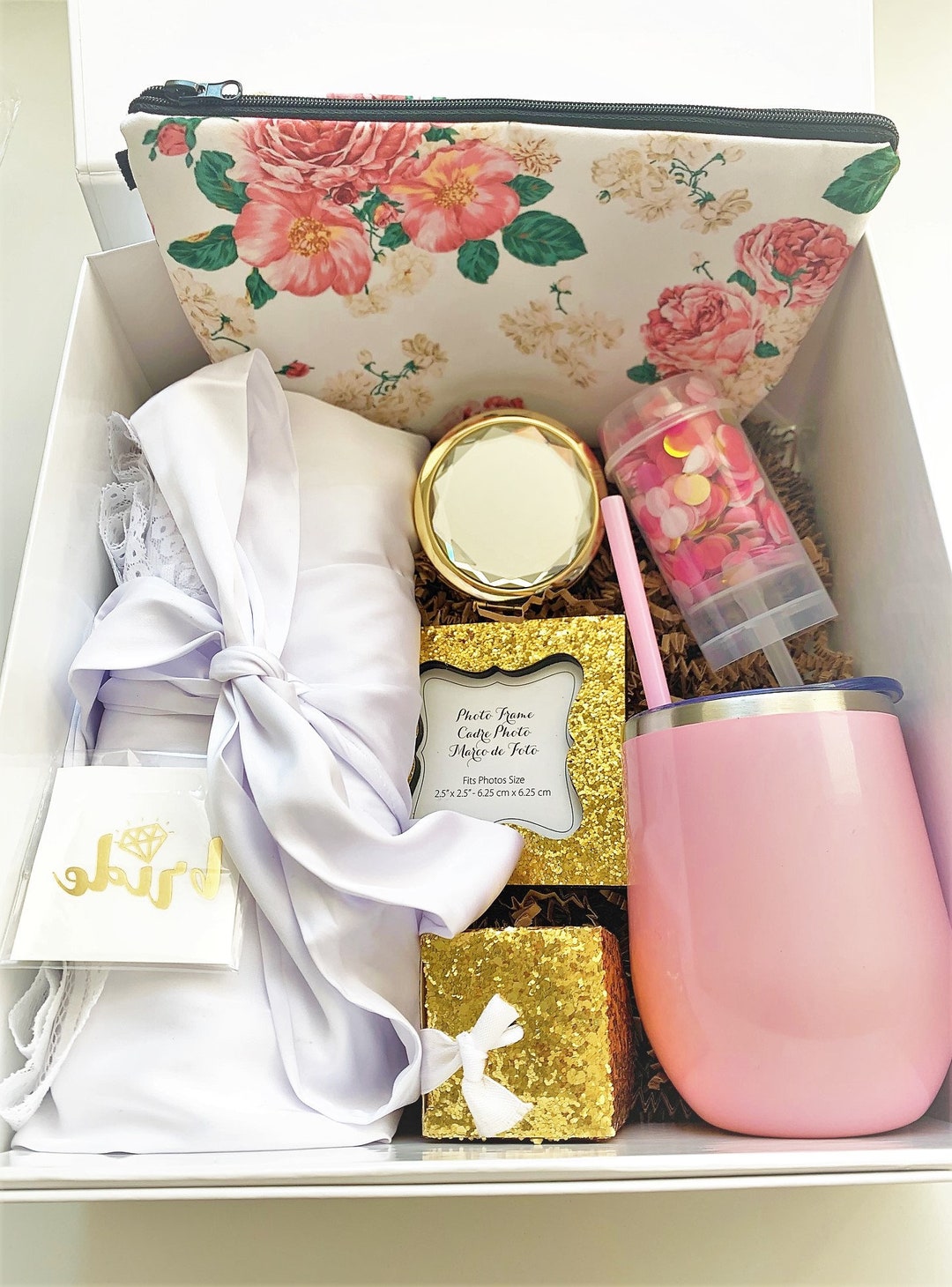 Bride Box, Bride to Be Gift, Gifts for Bride to Be, Floral Makeup Bag ...