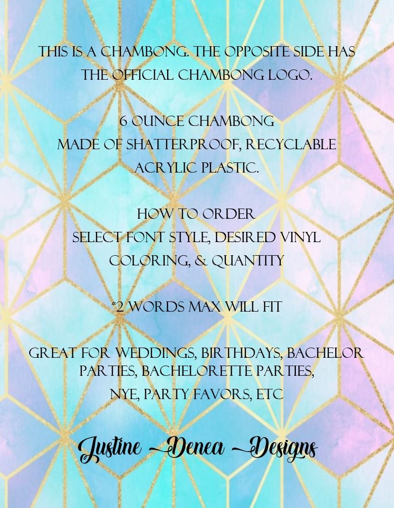 Personalized Chambong Champagne Bong Chambong Bachelorette | Etsy