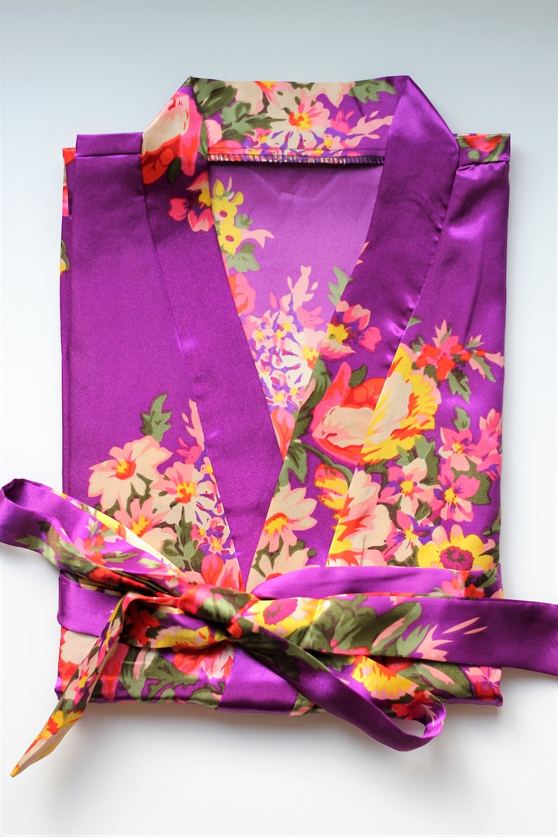 Purple Bridesmaid Robes Floral Satin Bridesmaid Robes - Etsy