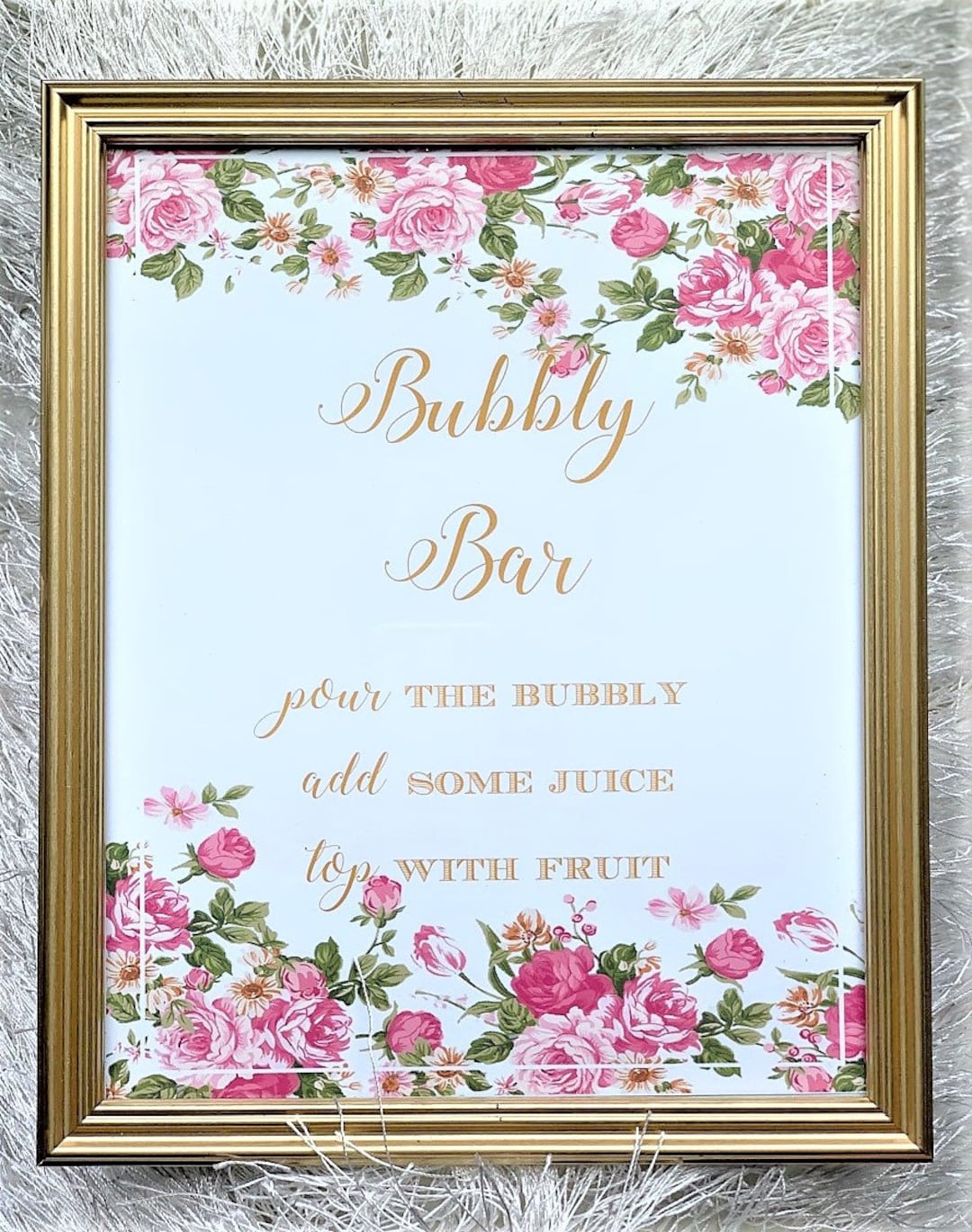 Bubbly Bar Sign, DIY Bubbly Bar, Bridal Shower Sign, Mimosa Bar, Pour ...