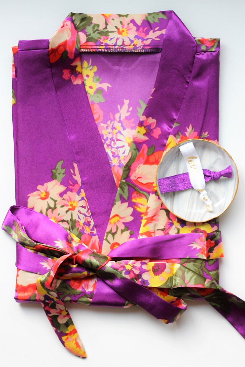 Purple Bridesmaid Robes Floral Satin Bridesmaid Robes - Etsy