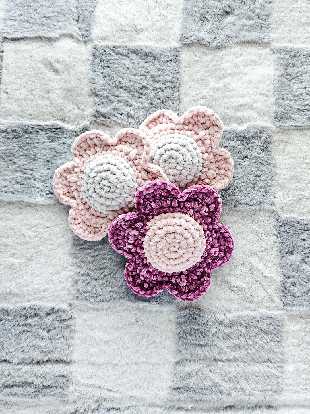 Handmade Crochet Plush Flower Baby Rattle - Soft Infant Toy, Newborn ...