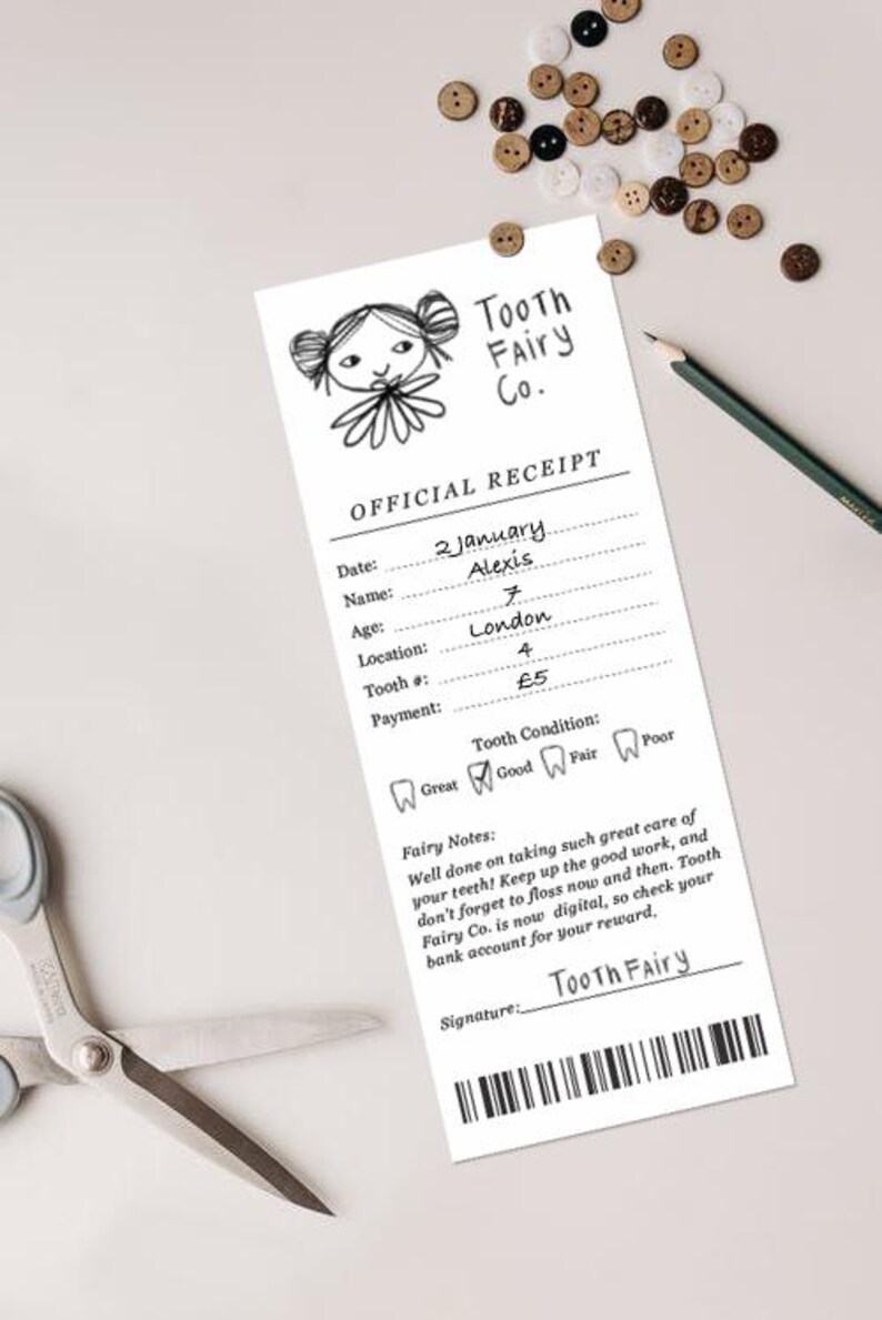 Printable Tooth Fairy Receipt - Etsy