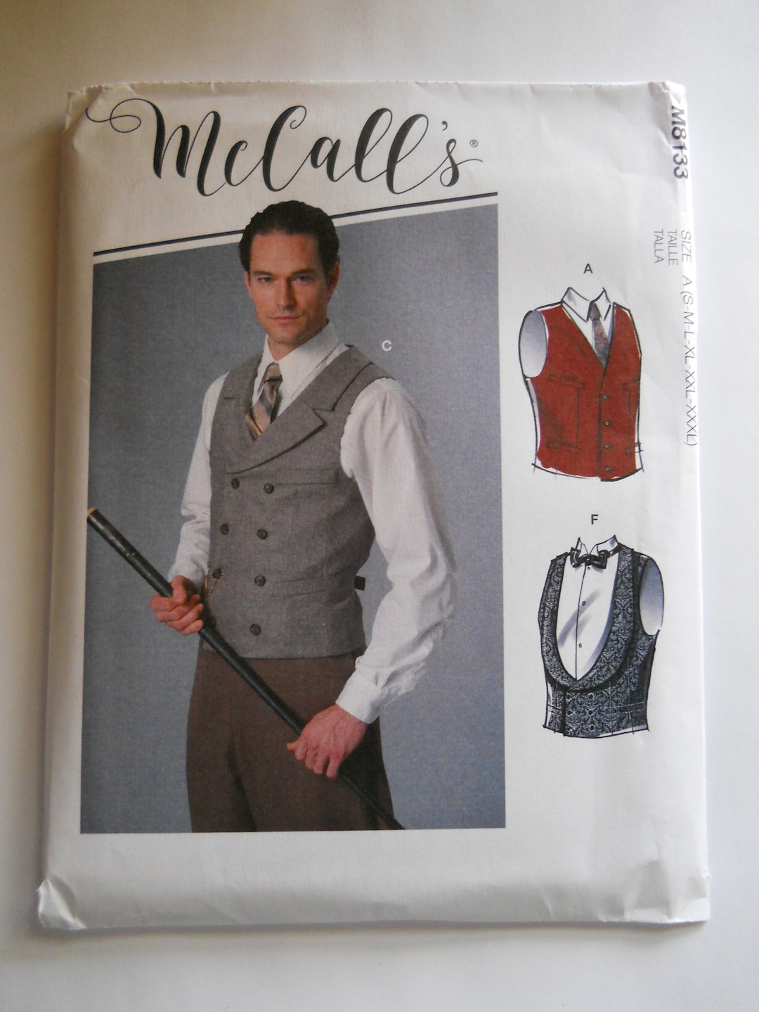 Teen to 3XL Dressy Men's Vests Mccall's M8133 A (S-M-L-XL-XXL-XXXL ...