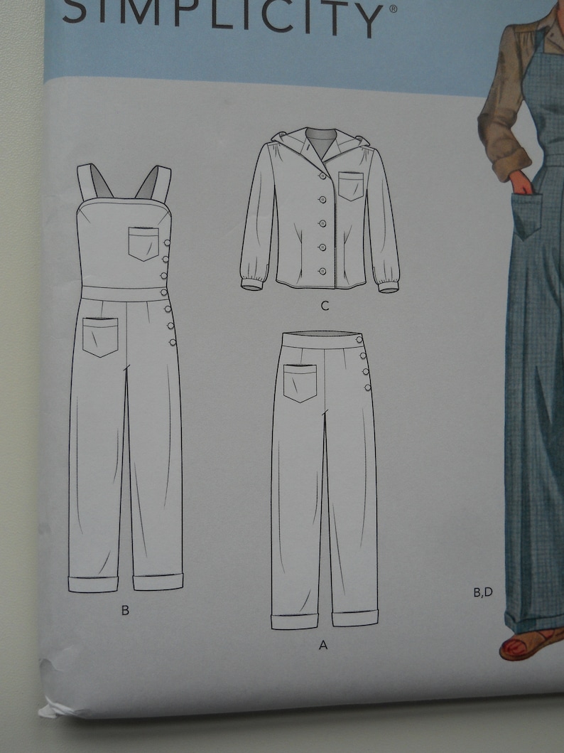 1940's Reprint Overalls Shirt Pants Simplicity S8447 H5 - Etsy