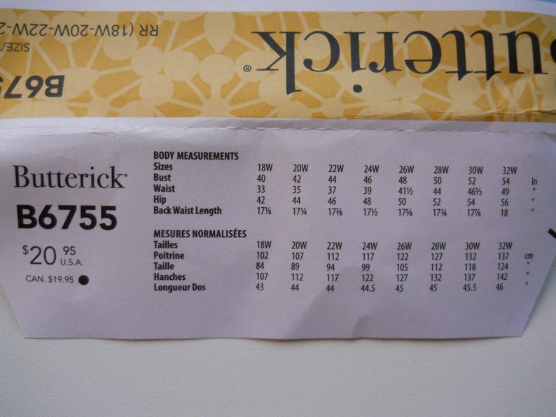 Extended Size Caftan Butterick B6755 KK (26W-28W-30W-32W) New Sewing ...